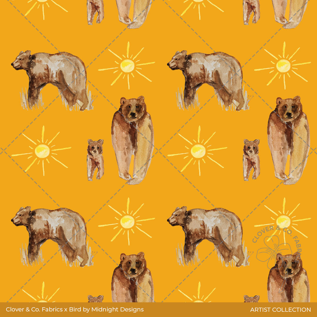 Sunshine Bears on Gold - Pre-Order– The Telarie Fabrics & Haberdashery