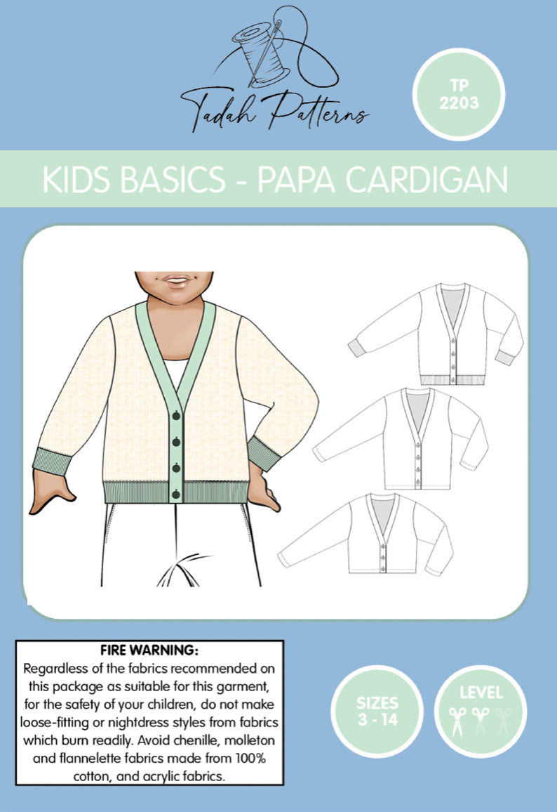 Kids Basics - Papa Cardigan by Tadah Patterns– The Telarie Fabrics ...