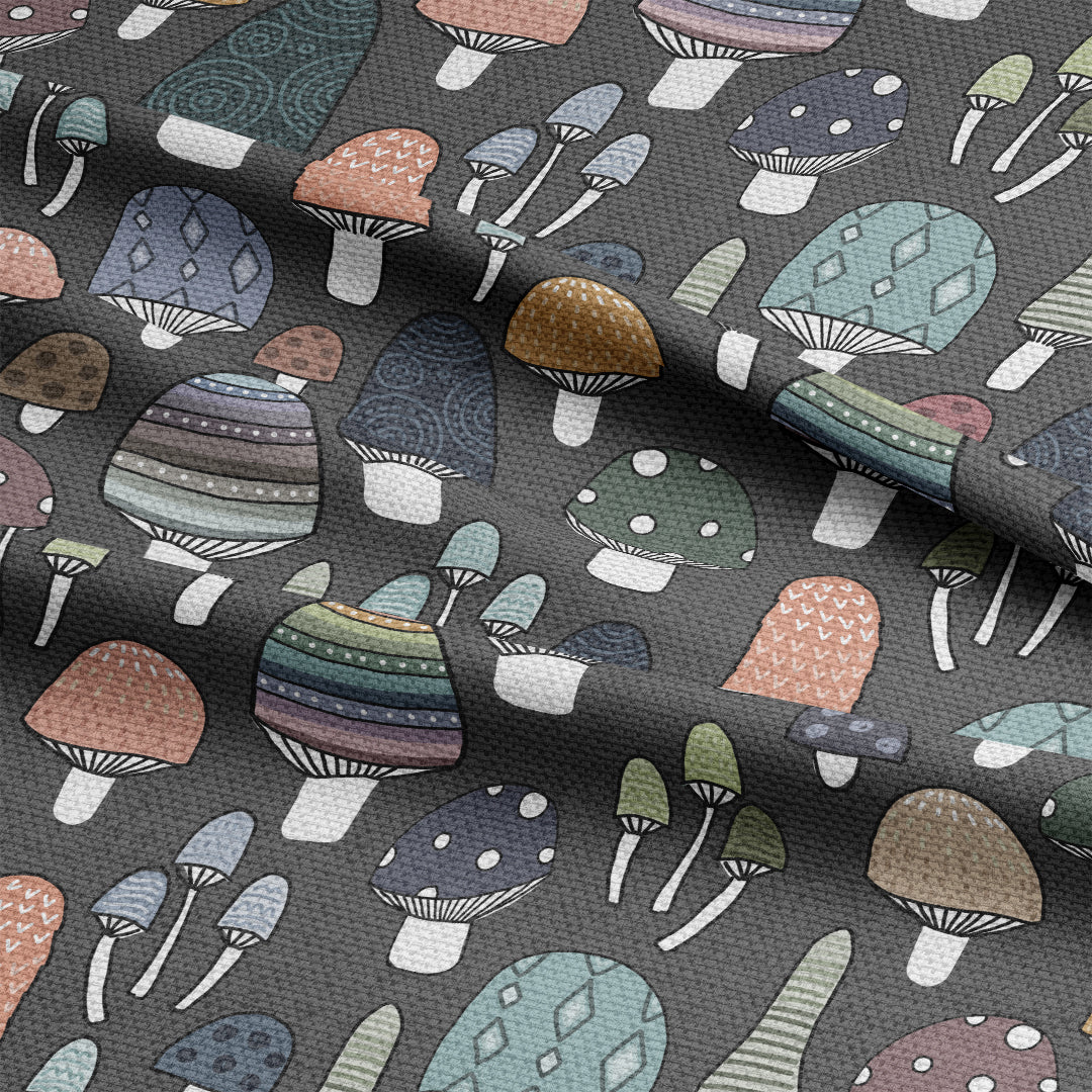 Mushroom Pop Charcoal on Linen - French Terry– The Telarie Fabrics & Haberdashery